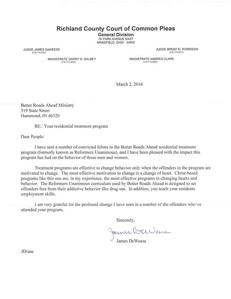 Sample Letter Of Recommendation For Drug Rehabilitation At Harold