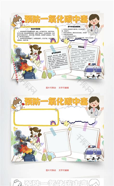 预防一氧化碳中毒常见word手抄报千库网手抄报id：95286
