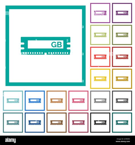 RAM Module Flat Color Icons With Quadrant Frames On White Background Stock Vector Image Art