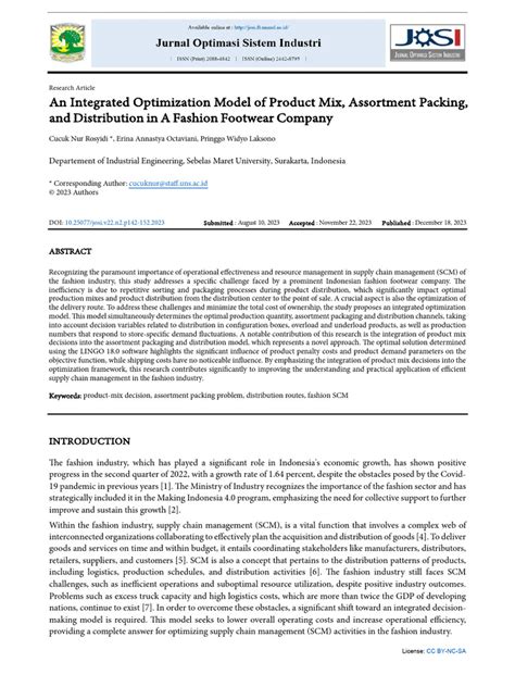 An Integrated Optimization Model Of Product Mix As Pdf Supply Chain Management Supply Chain