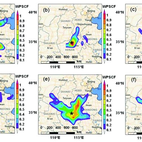 Maps Of Weighted Potential Source Contribution Function Wpscf For