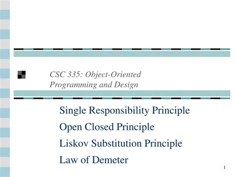Ppt Object Oriented Design Principles Single Responsibility Open Closed Liskov Substitution