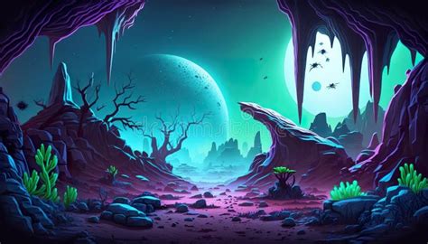 2d Alien Planet Background Environment For A Battle Arena Mobile Game