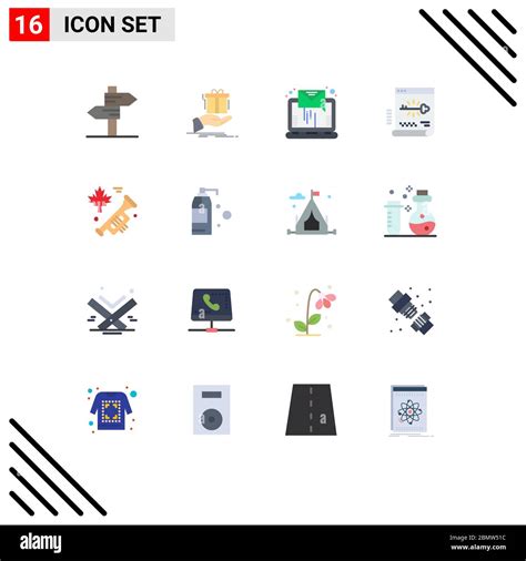 Set Of 16 Modern Ui Icons Symbols Signs For Password Login Birthday Secure Sending Editable