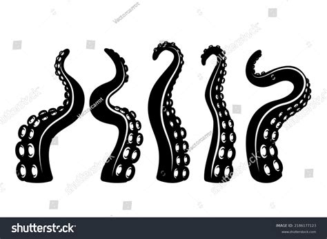 Set Illustrations Octopus Tentacles Design Elements Stock Vector
