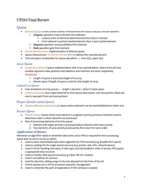 Cp264 Final Review Pdf Queue Abstract Data Type Algorithms
