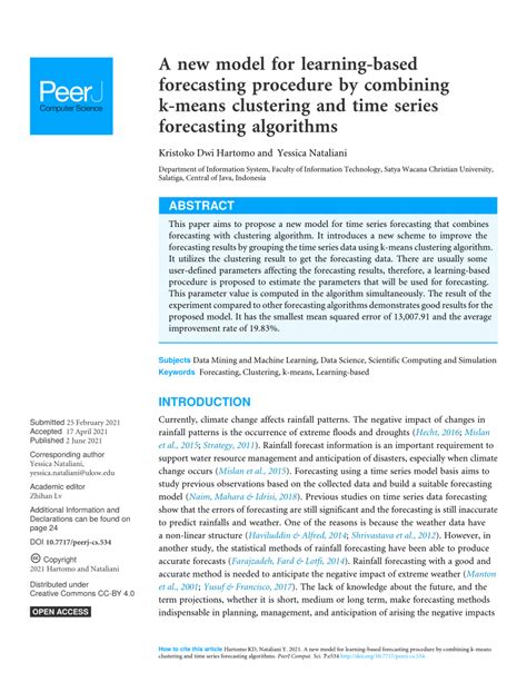 Pdf A New Model For Learning Based Forecasting Procedure By Combining K Means Clustering And