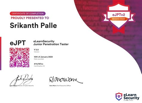 Srikanth P On Linkedin Got Certified Ejptv2 Elearnsecurity