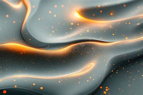 Abstract Fluid Waves With Glowing Orange Particles Modern Digital Art