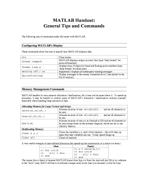 Fillable Online MATLAB Handout General Tips And Commands Fax Email Print PdfFiller