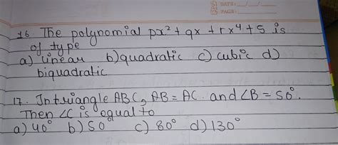 The Polynomial Px 2 Qx Rx 4 5 Is Of Type A Linear B Quadratic C