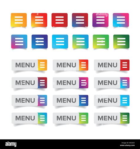 Web Menu Icon Colorful Set Vector Stock Vector Image Art Alamy