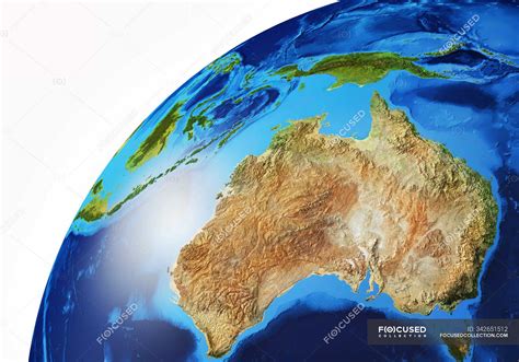 Australia And Oceania Area Of Earth Globe Detailed And Photorealistic