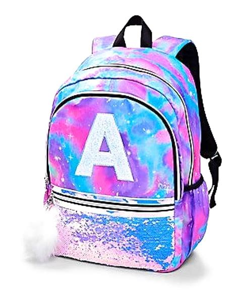 Justice Girls Purpleblue Sequin Initial Galaxy Full Size School