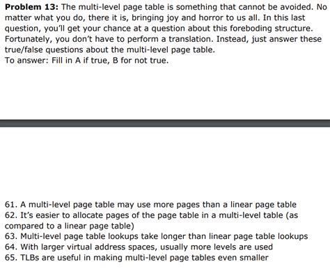 solved problem 13 the multi level page table is something