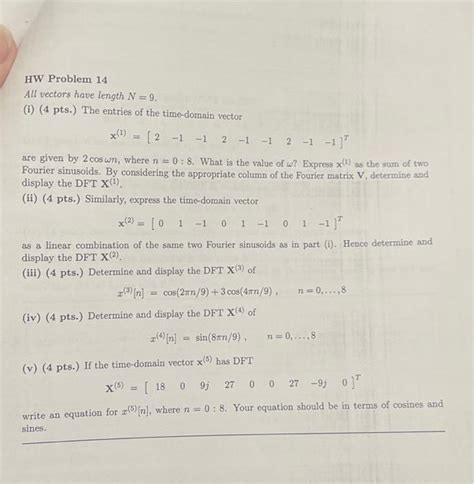 Solved HW Problem 14 All Vectors Have Length N 9 I 4 Chegg Com