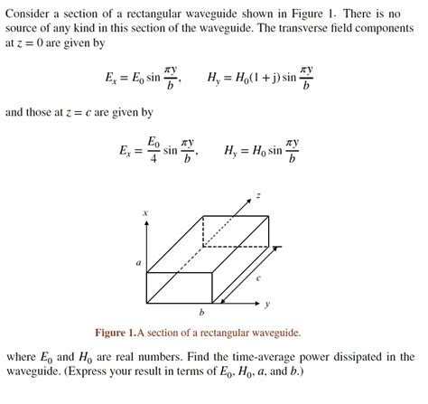 Consider A Section Of A Rectangular Waveguide Shown In Figure 1 There Is No Source Of Any Kind