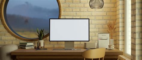 Premium Ai Image Vintage Loft Home Living Room With Workspace Interior With Computer Mockup