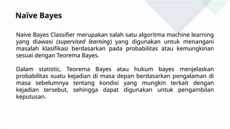 Ppt Data Mining Pertemuan 7 Klasifikasi Naive Bayes Naive Bayes Pptx