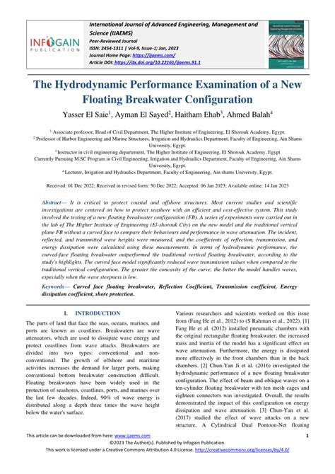 Pdf The Hydrodynamic Performance Examination Of A New Floating Breakwater Configuration