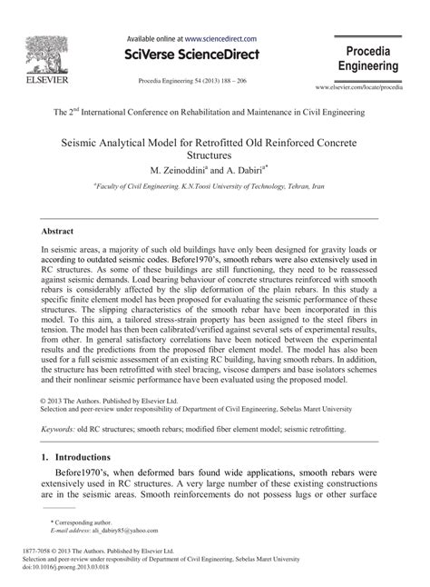 Pdf Seismic Analytical Model For Retrofitted Old Reinforced Concrete Structures