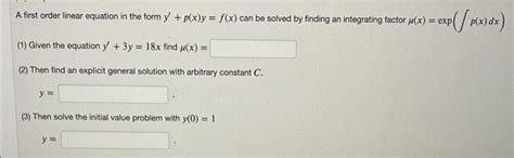 Solved A First Order Linear Equation In The Form
