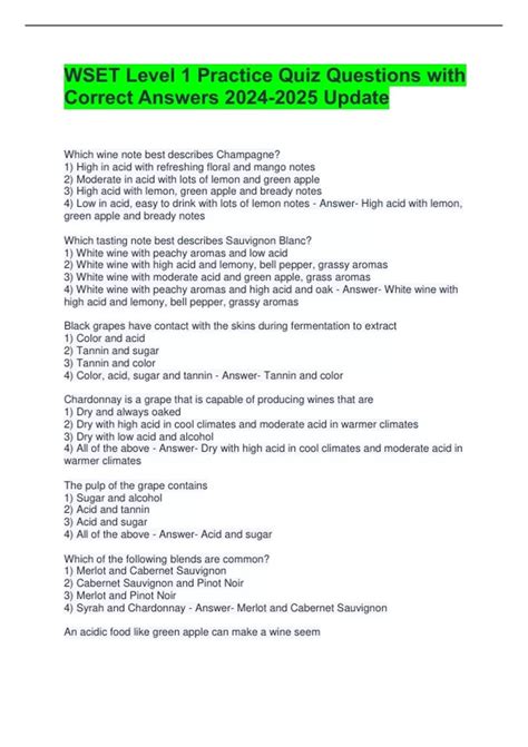Wset Level 1 Practice Quiz Questions With Correct Answers Update Wset Level 1 Stuvia Us