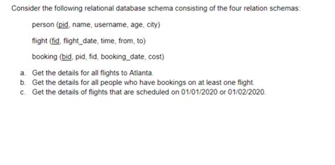 Solved Consider The Following Relational Database Schema Chegg
