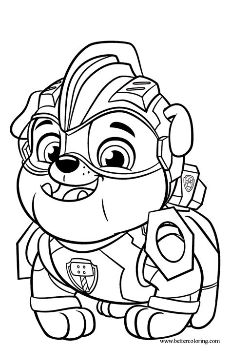 Rubble Paw Patrol Coloring Page Patrol Paw Rocky Coloring Rubble Pages