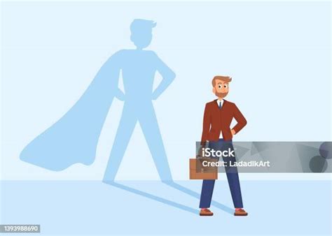사업가 슈퍼 히어로 그림자 비즈니스 파워 오피스맨 변신 직원 잠재력 성장 사람 전문 야망 괜찮은 벡터 캐릭터 만화에 대한 스톡 벡터 아트 및 기타 이미지 Istock