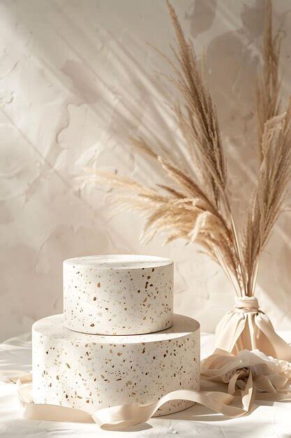 Premium Photo Overlapping Round Terrazzo Product Stand With Speckled And Glossy T Creative