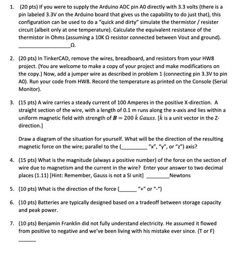 Pts If You Were To Supply The Arduino ADC Pin Chegg Com