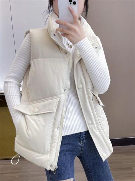 Badu Bg Топла зимна жилетка Lusumily Дамско яке без ръкави Нова лека топла жилетка с пухена