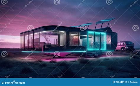 Modular Home With Solar Panels And Wind Turbines Showcasing Adaptive Design And Sustainable