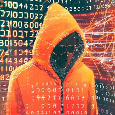 Premium Photo Hacker In An Orange Hood Genius Of The Computer World Premium Photo Hacker In An Orange Hood Genius Of The Computer World