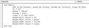 Vba Variables In Excel