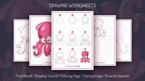 How To Draw A Squid Step By Step Drawing Tutorial Draw Guide Simple Instruction Coloring