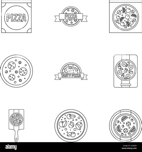 Pizza Assortment Icons Set Outline Style Stock Vector Image And Art Alamy