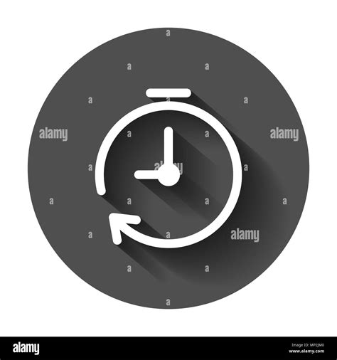 Clock Timer Icon In Flat Style Time Alarm Illustration With Long