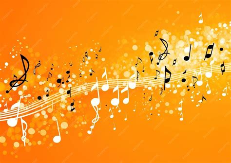 Premium Photo An Orange Background With Music Notes And A White And