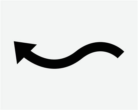 Wave Arrow Left Side Up Icon Point Pointer Wavy Curve Curvy Turn Bend Black White Line Shape