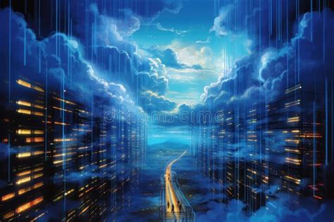 Cloud Computing The Future Of Data Storage And Processing Ai Generated Illustration Stock
