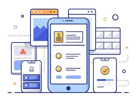 Premium Vector Illustration Mobile Wireframe Idea With Minimalist Design Showcasing Various UI