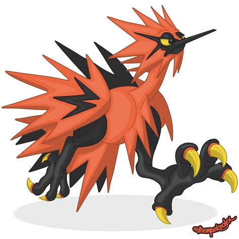 Illustrated Toon Pokedex 145 Zapdos Galarian Form Regular No Shiny