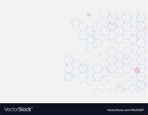 Abstract Hexagons Pattern With Connecting Dots Vector Image
