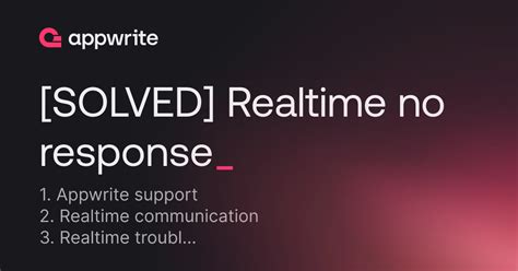 Solved Realtime No Response Threads Appwrite