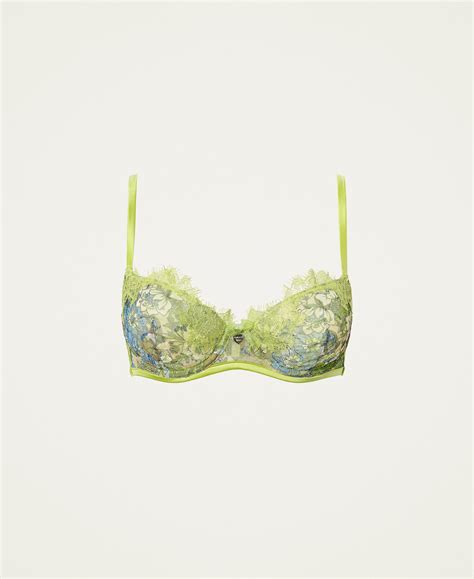 Tulle And Lace Underwire Bra Woman Green Twinset Milano