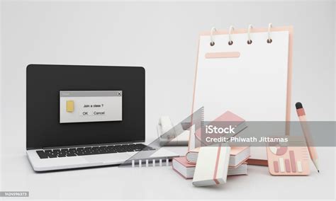 학교로 돌아가 학용품 및 장비로 온라인 학습에 참여하십시오 분홍색과 흰색 배경에 전화 및 학교 액세서리 및 교과서가있는 노트북 컴퓨터 화면 만화 3d 렌더링 0명에 대한