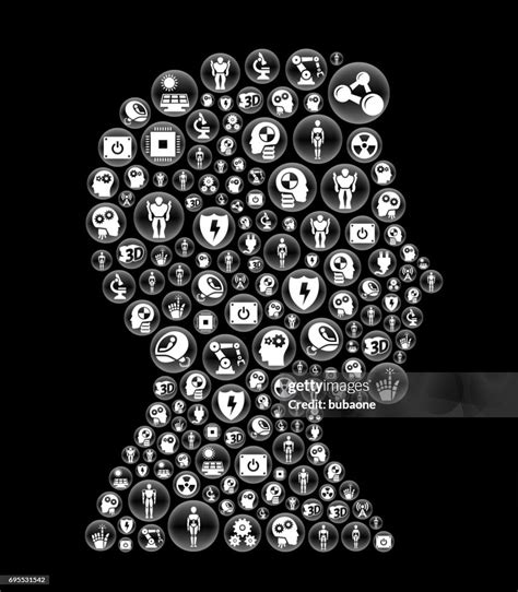 Man Head Robots And Robotics Black Vector Button Pattern High Res