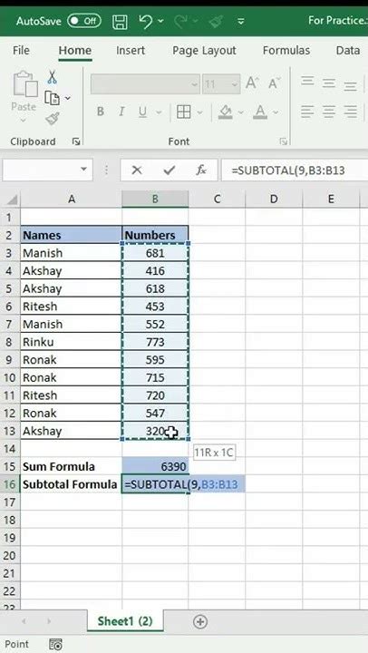 How To Use Subtotal Formula In Excel Excel Exceltricks Youtube